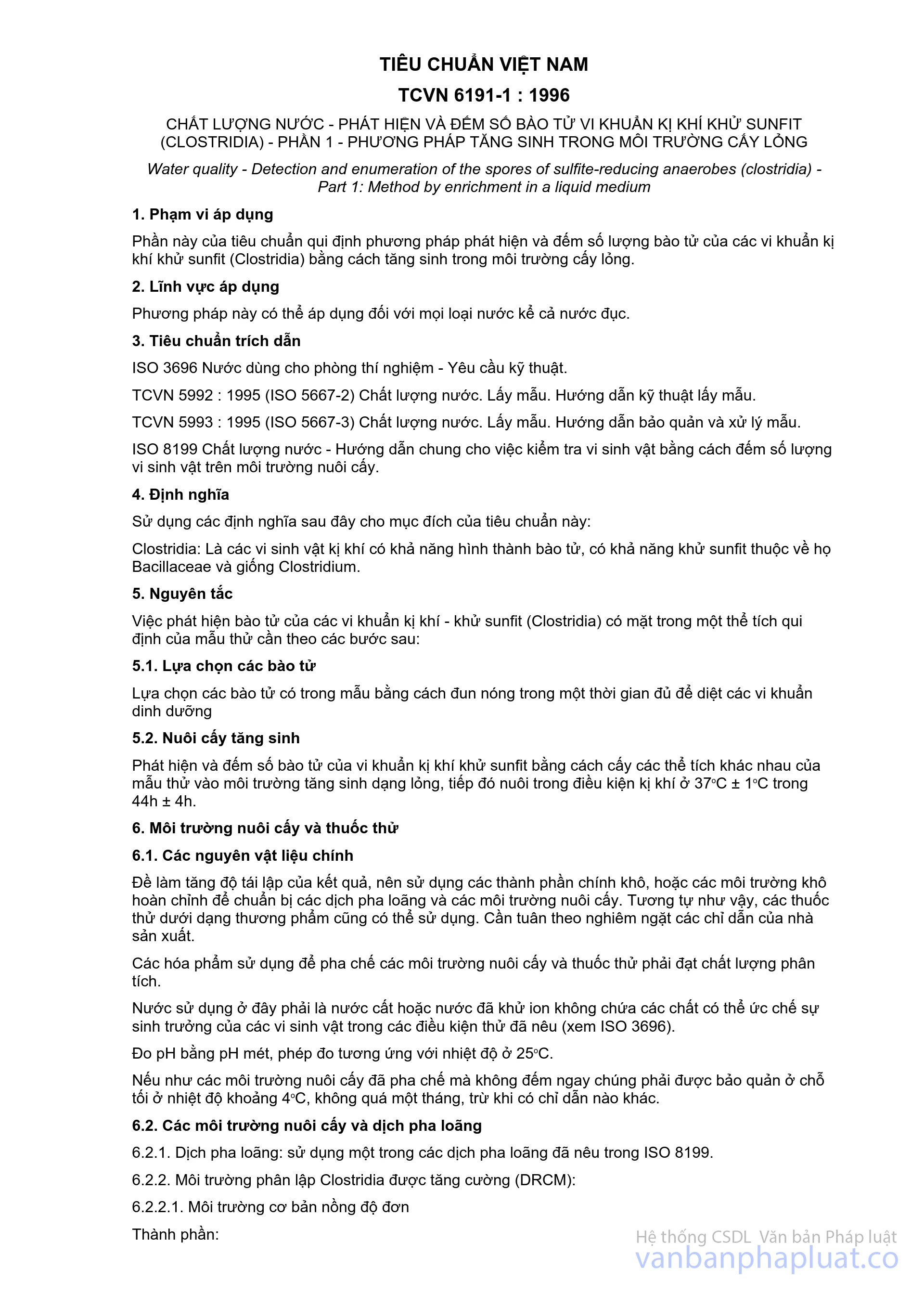 Tiêu chuẩn Việt Nam TCVN 6191-1:1996 (ISO 6461/1:1986 (E)) về chất ...