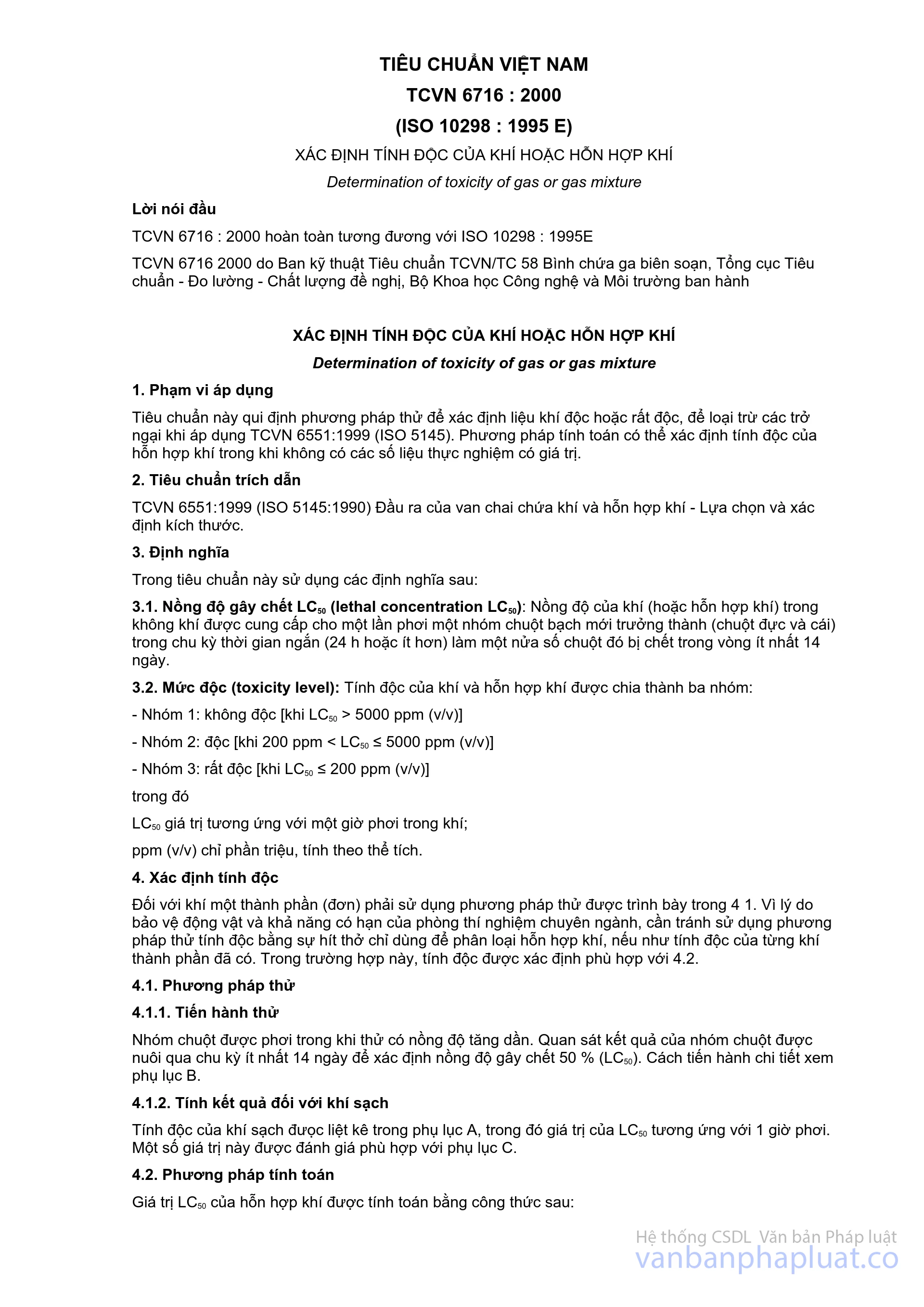 Tiêu chuẩn Việt Nam TCVN 6716:2000 (ISO 10298 : 1995) về Xác định tính ...