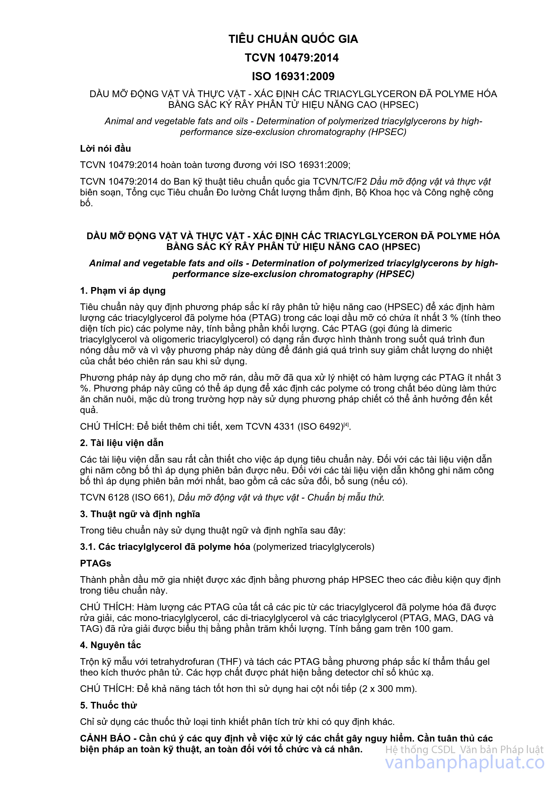 Tiêu chuẩn quốc gia TCVN 10479:2014 (ISO 16931:2009) Dầu mỡ động vật và thực vật - Xác định các ...