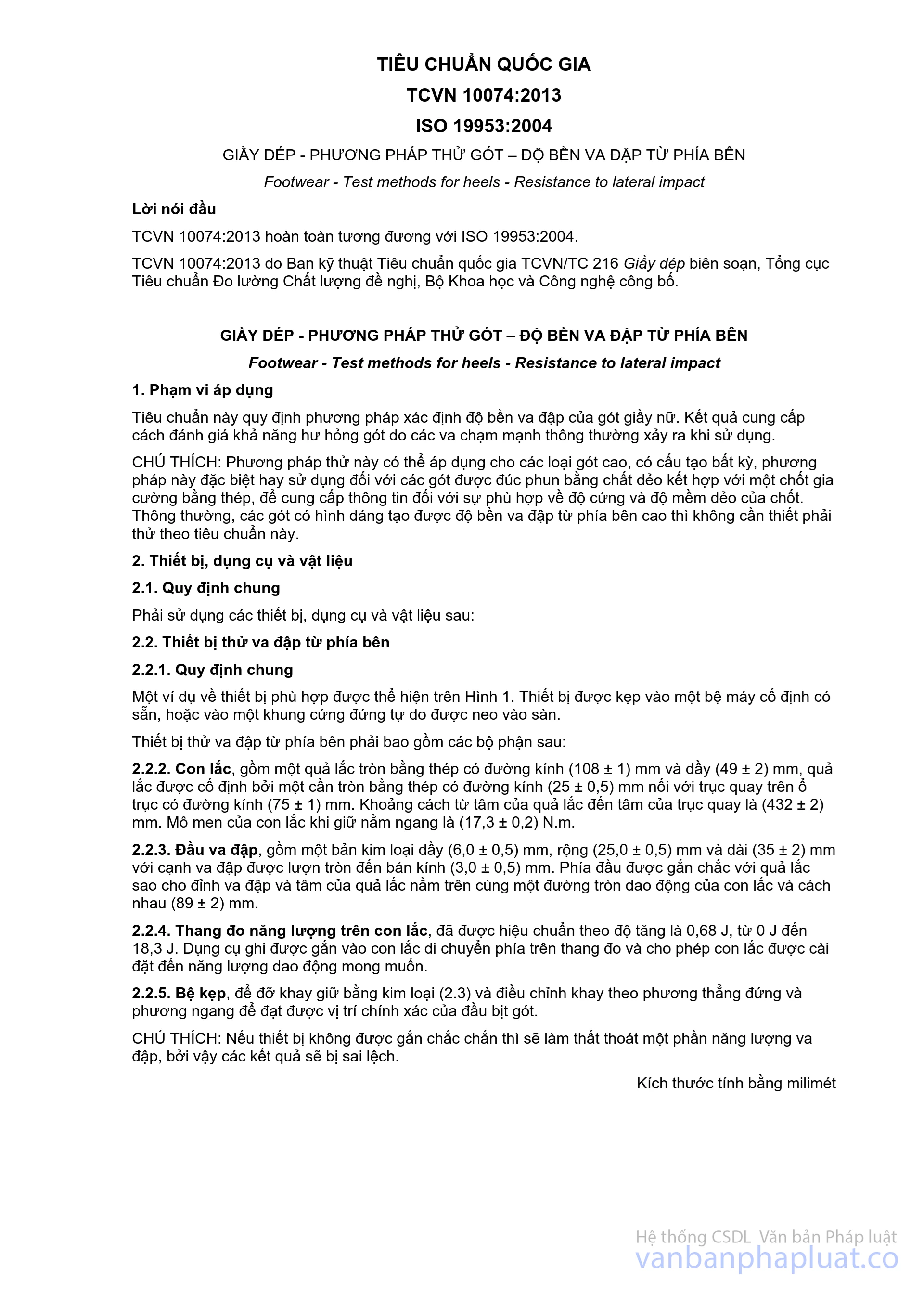 Tiêu chuẩn quốc gia TCVN 10074:2013 (ISO 19953:2004) về Giầy dép ...