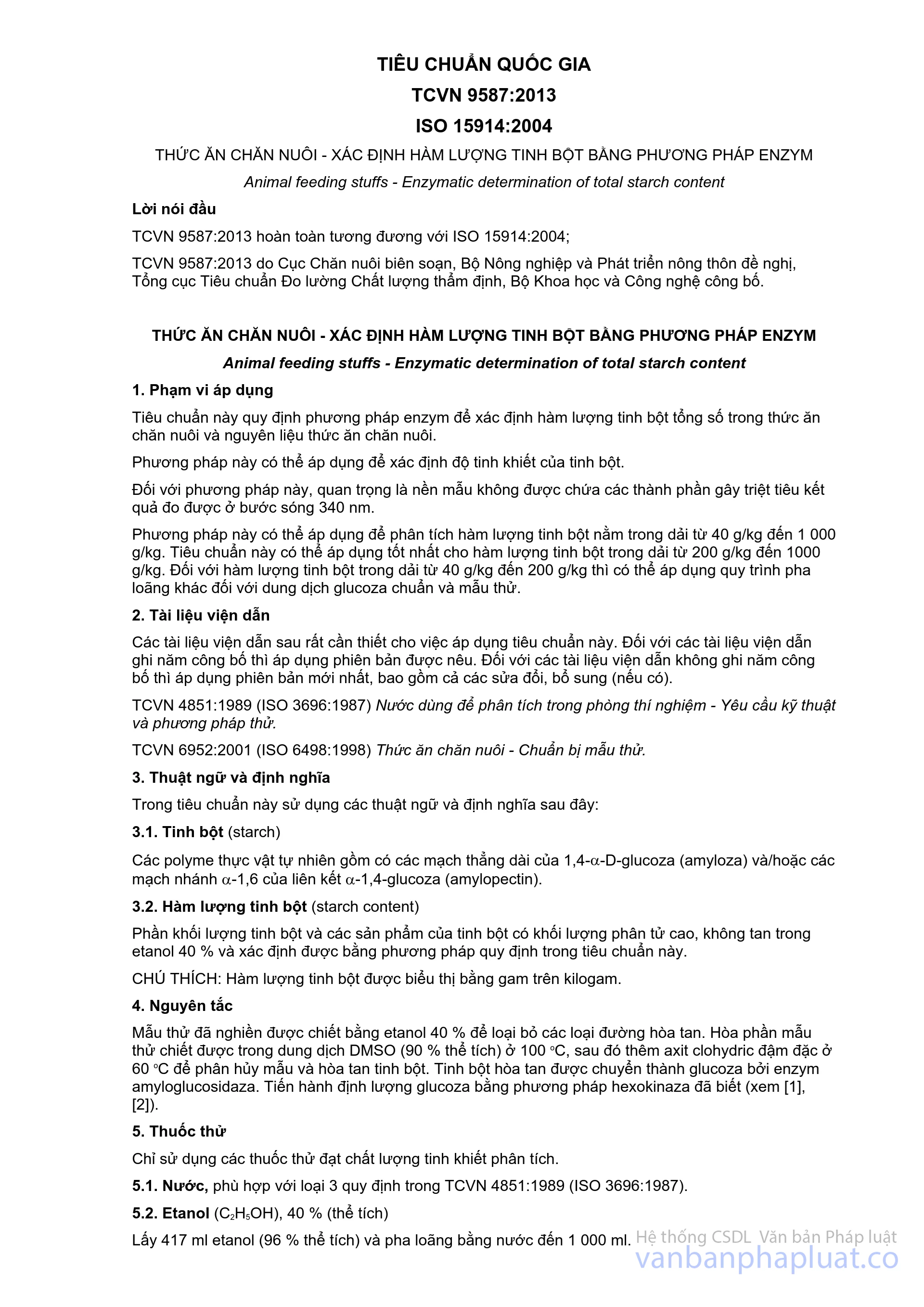 Tiêu chuẩn quốc gia TCVN 9587:2013 (ISO 15914:2004) về Thức ăn chăn ...