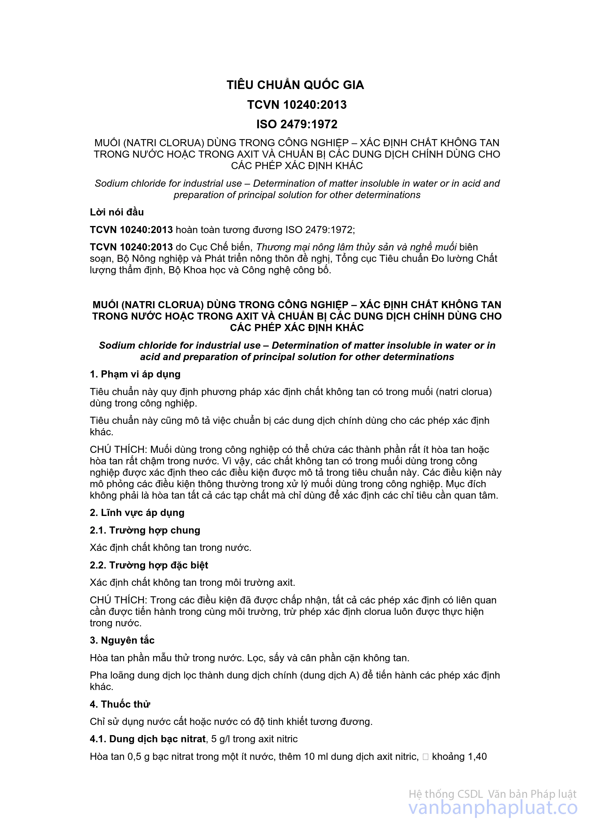 Tiêu chuẩn quốc gia TCVN 10240:2013 (ISO 2479:1972) về Muối (natri ...