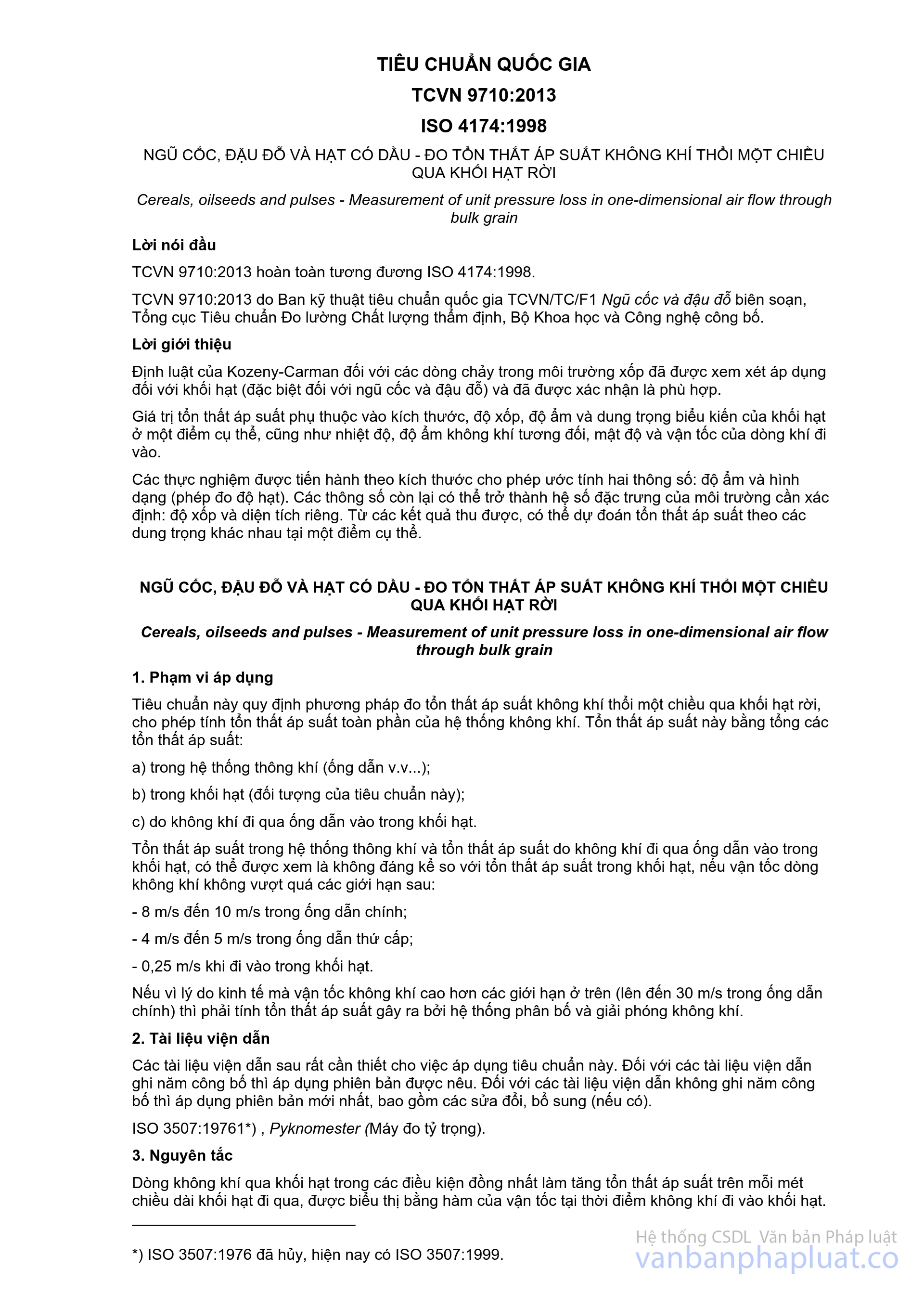 Tiêu chuẩn quốc gia TCVN 9710:2013 (ISO 4174:1998) về Ngũ cốc, đậu đỗ và hạt có dầu - Đo tổn ...