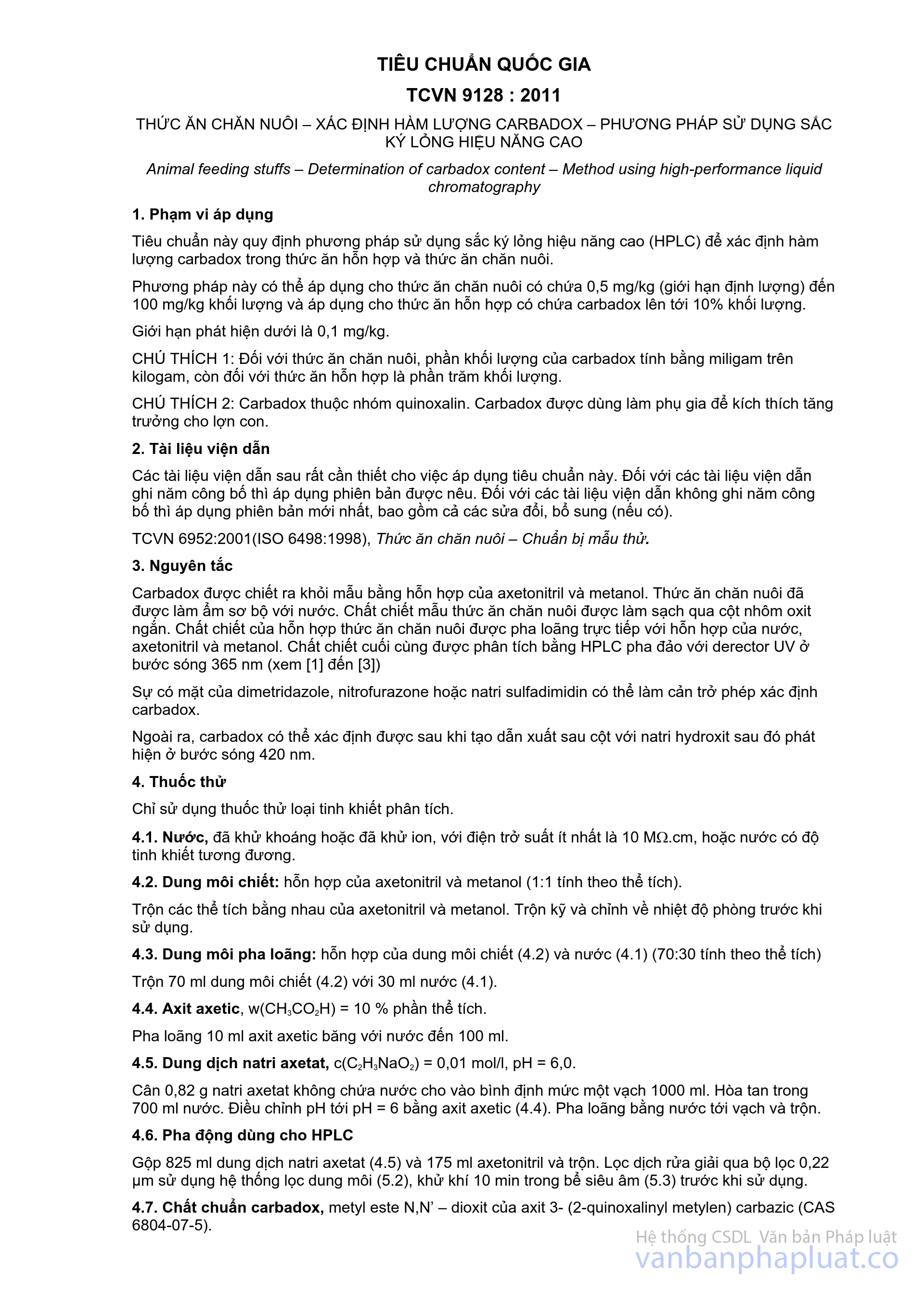 Tiêu chuẩn quốc gia TCVN 9128:2011 (ISO 14939:2001) về Thức ăn chăn ...