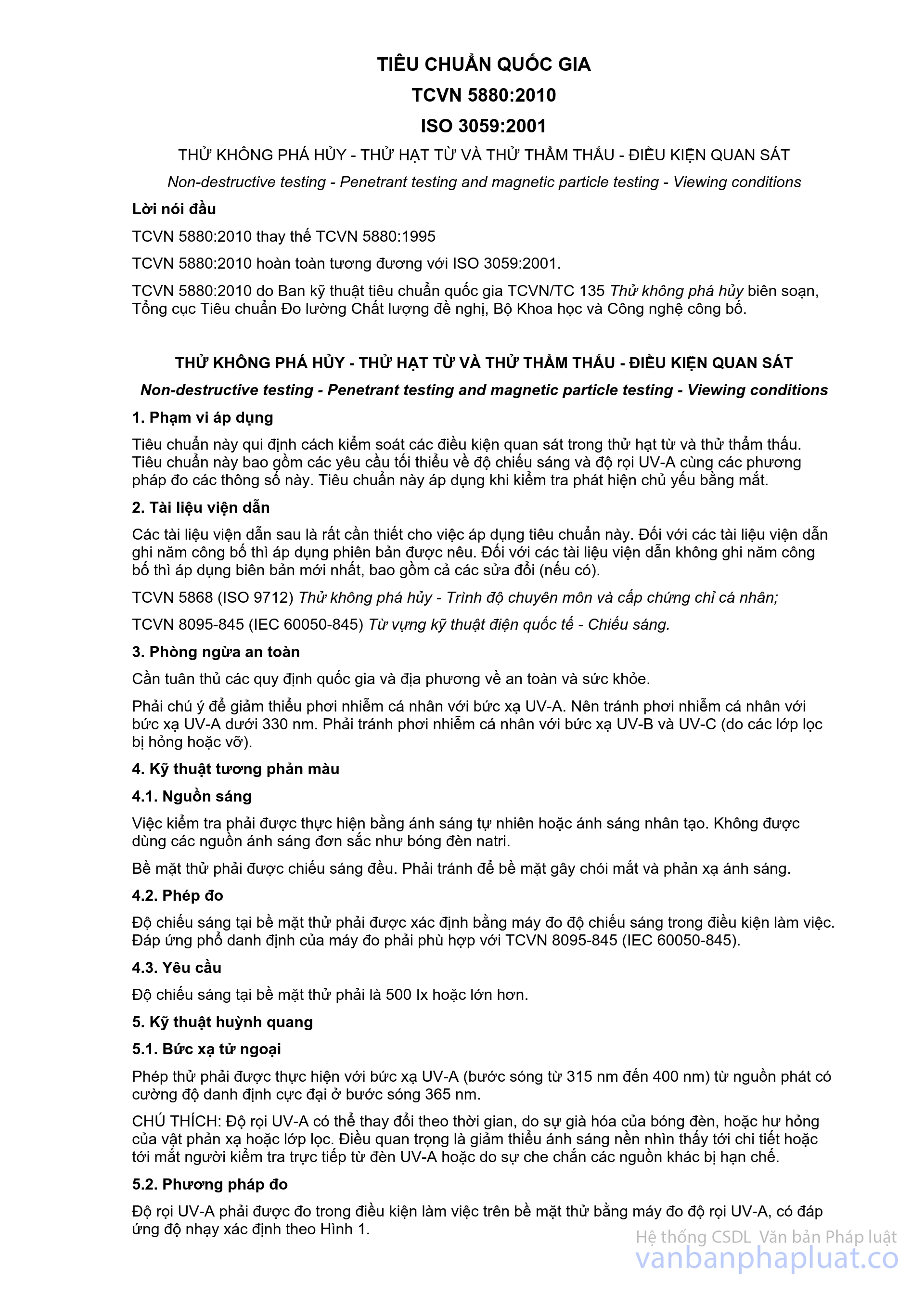 Tiêu chuẩn quốc gia TCVN 5880:2010 (ISO 3059:2001) về Thử không phá hủy ...