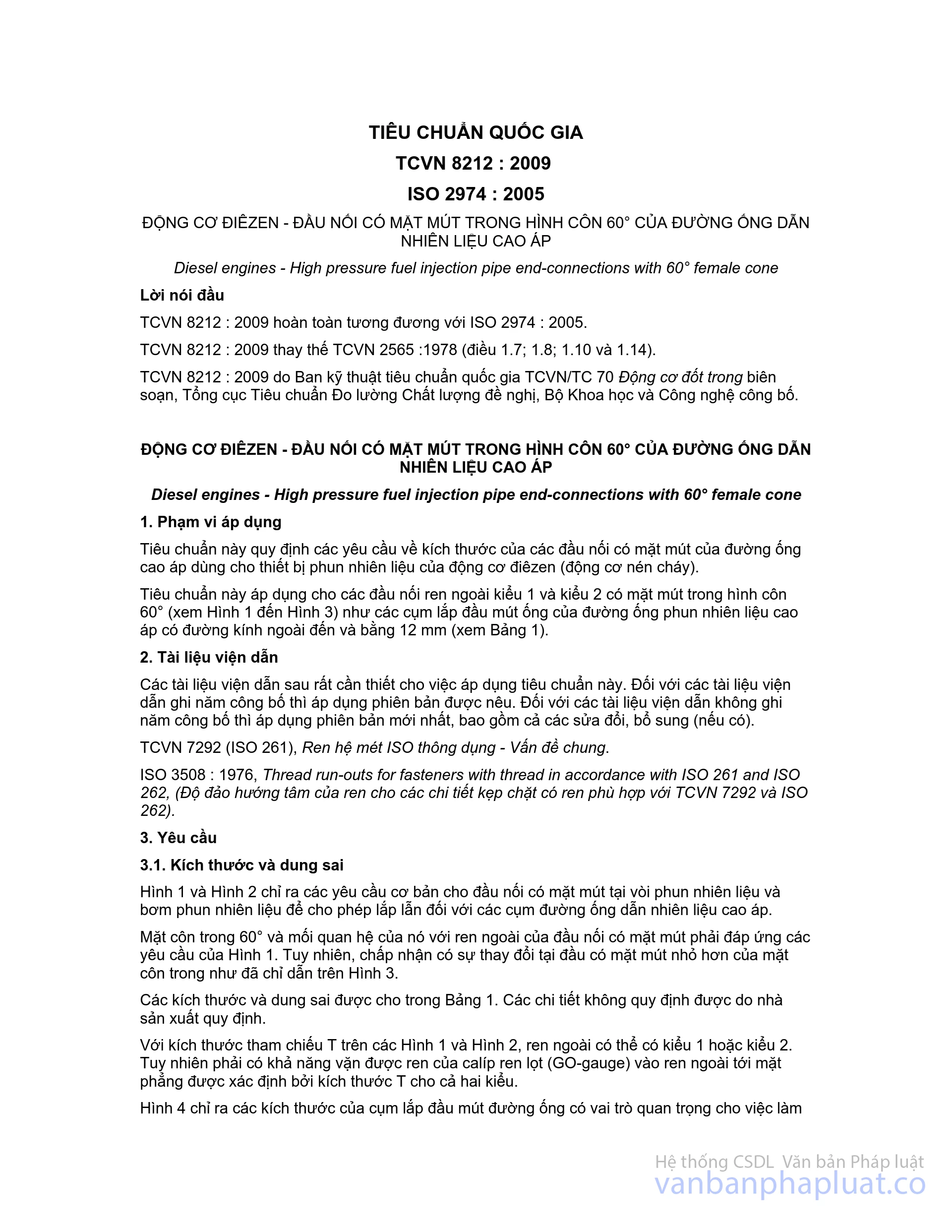 Tiêu chuẩn quốc gia TCVN 8212:2009 (ISO 2974 : 2005) về Động cơ điêzen ...