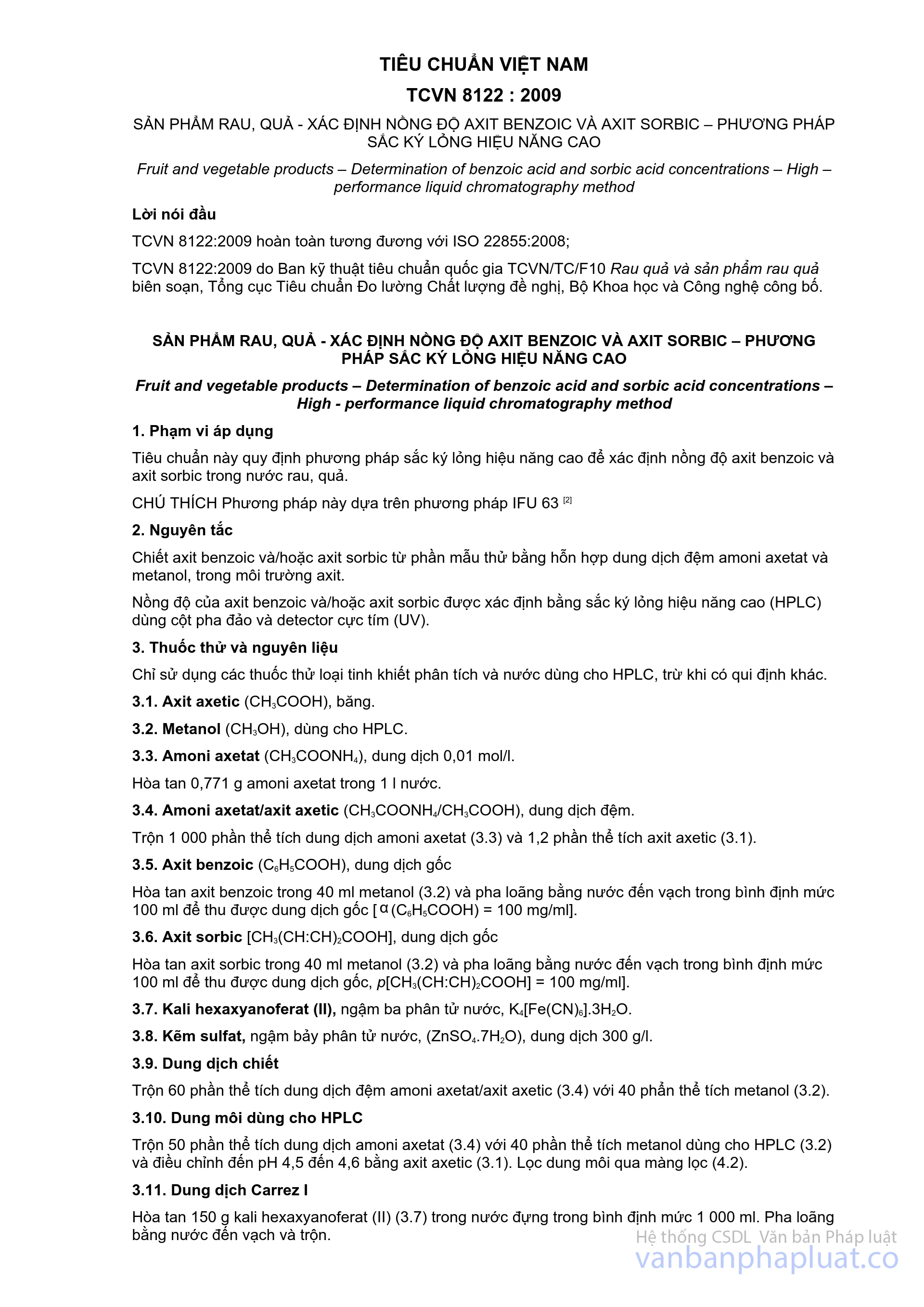 Tiêu chuẩn Việt Nam TCVN 8122:2009 (ISO 22855:2008) về sản phẩm rau ...