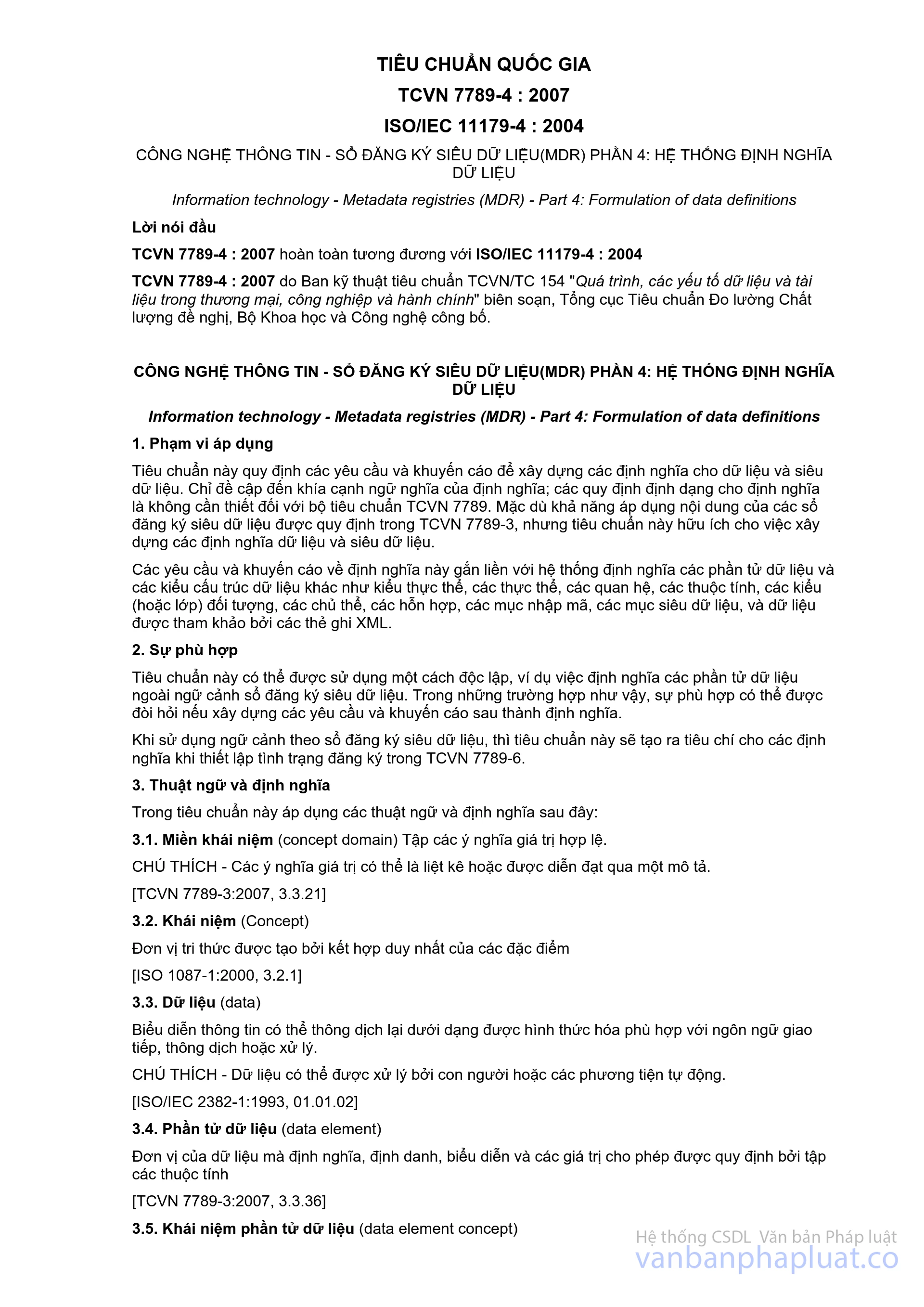Tiêu chuẩn quốc gia TCVN 7789-4:2007 (ISO/IEC 11179-4 : 2004) về Công ...