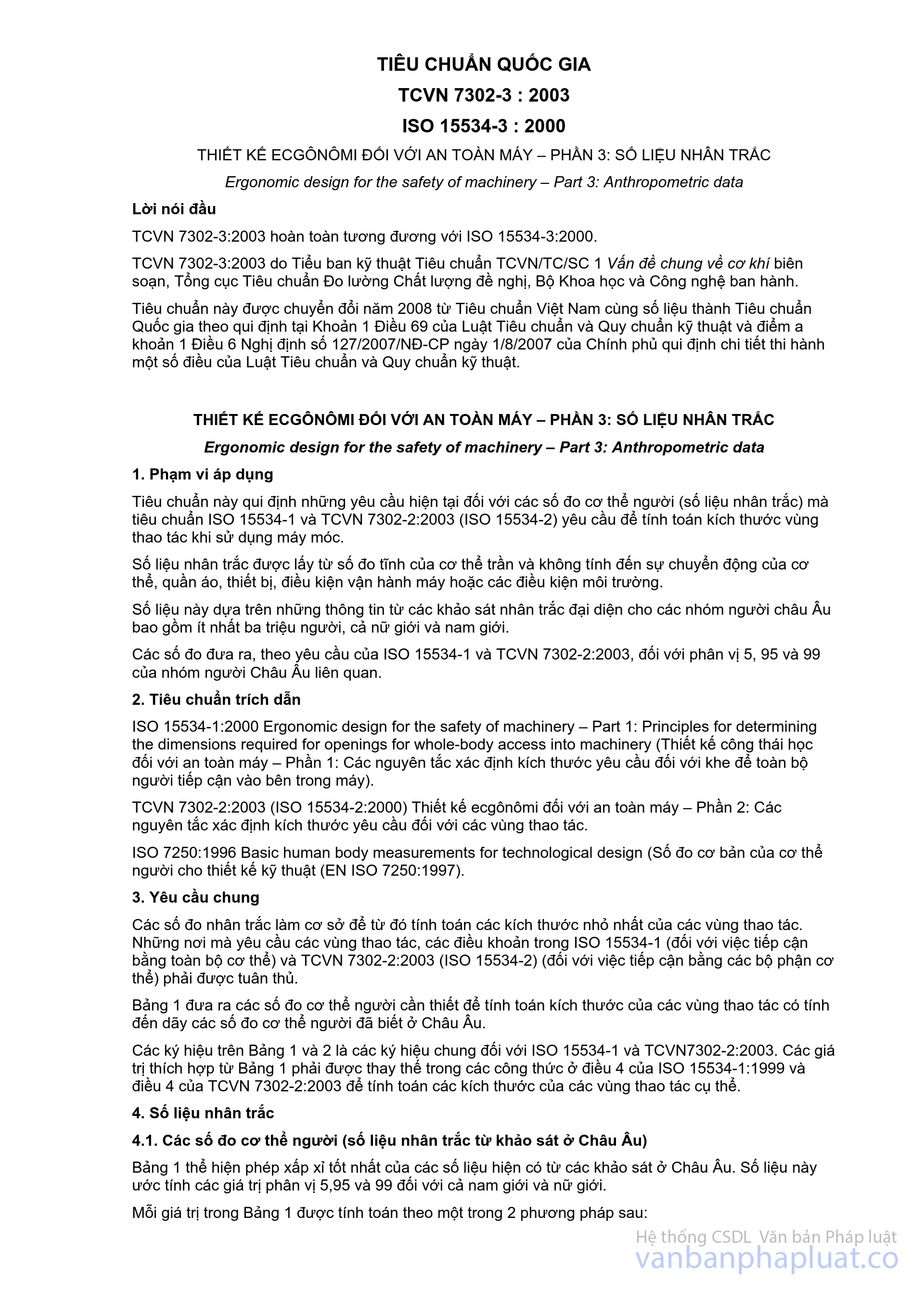 Tiêu chuẩn quốc gia TCVN 7302-3:2003 (ISO 15534-3 : 2000) về Thiết kế ...