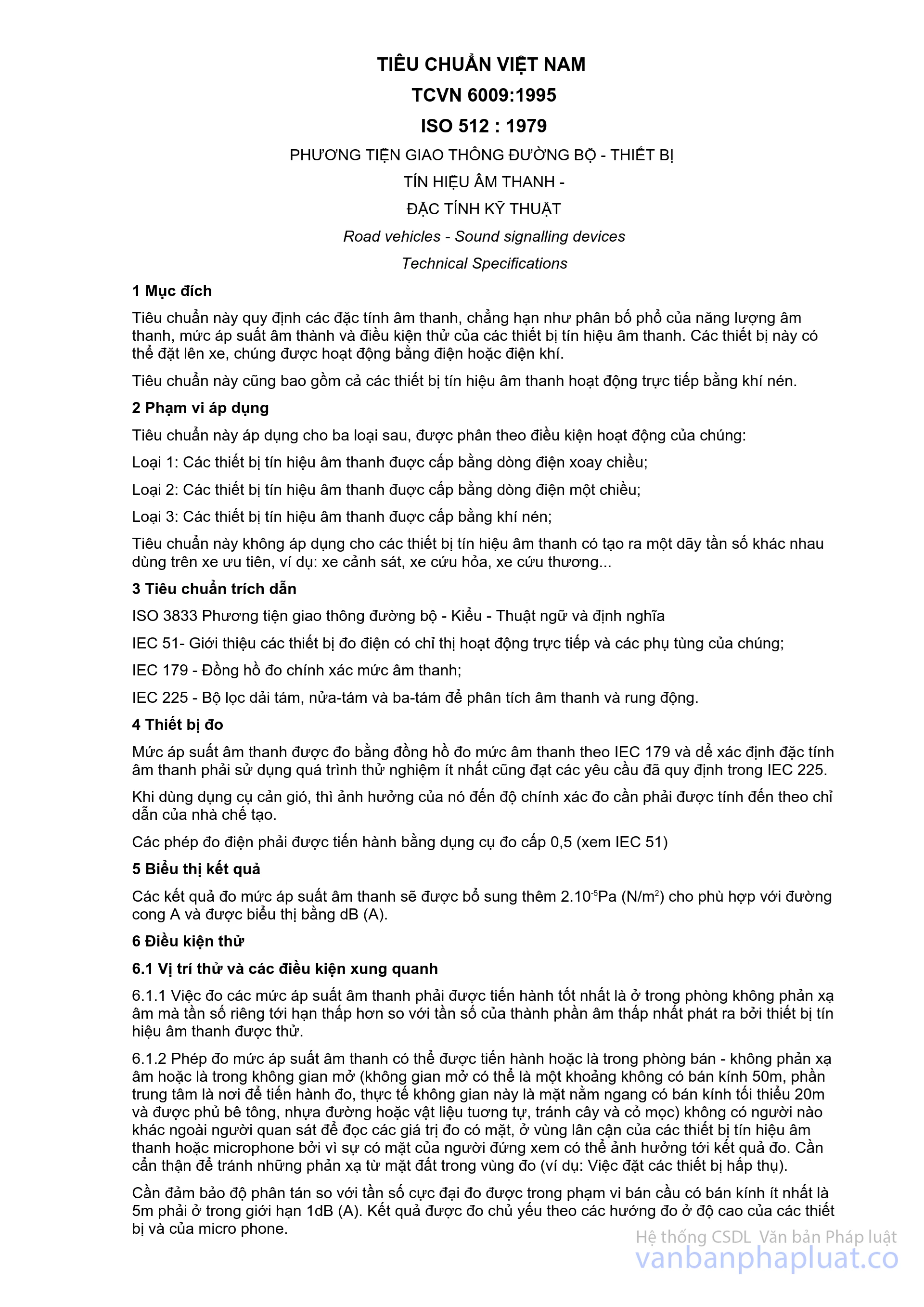 Tiêu chuẩn Việt Nam TCVN 6009:1995 (ISO 512 : 1979) về phương tiện giao ...