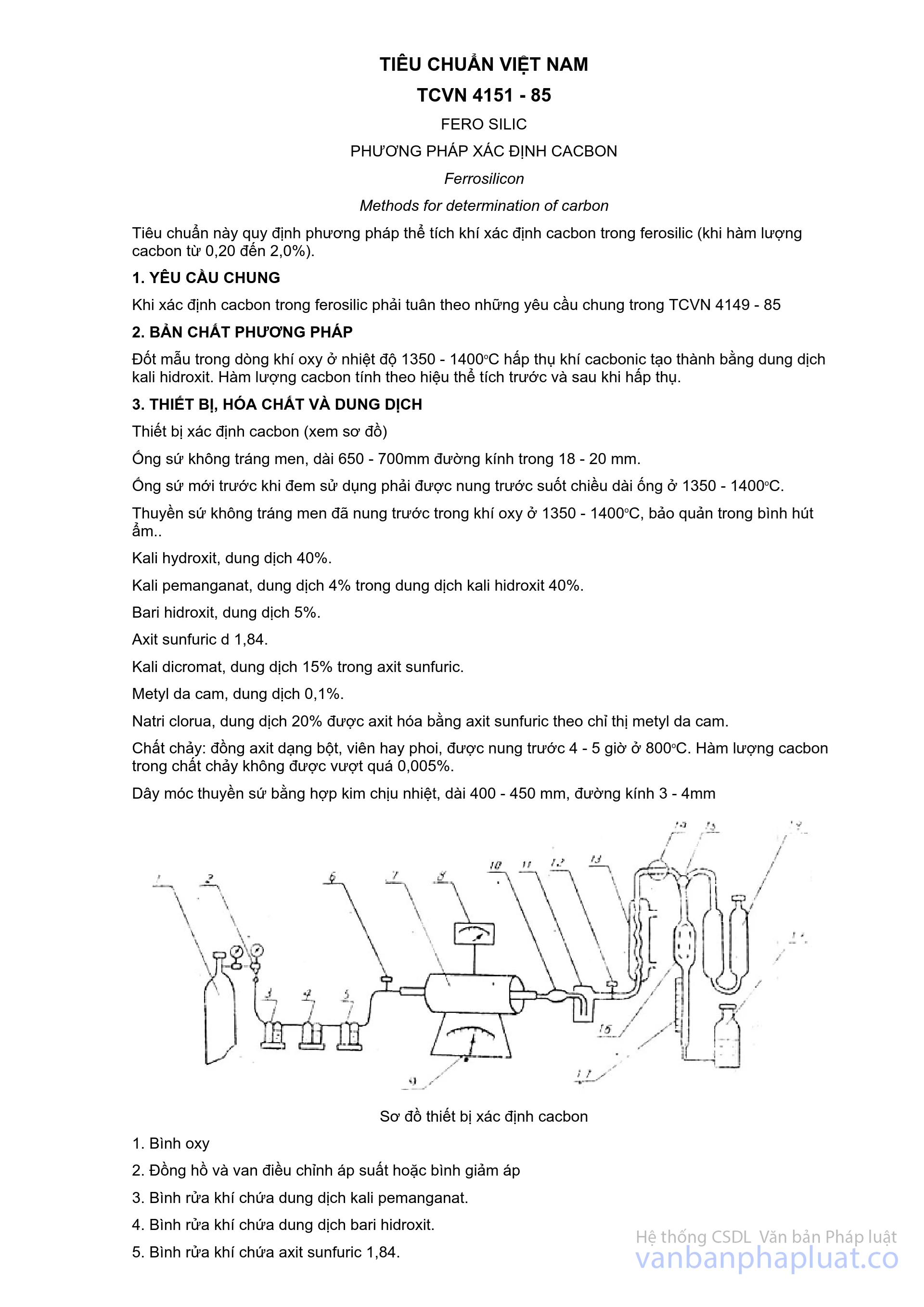 Tiêu chuẩn Việt Nam TCVN 4151:1985 về Fero Silic - Phương pháp xác định ...