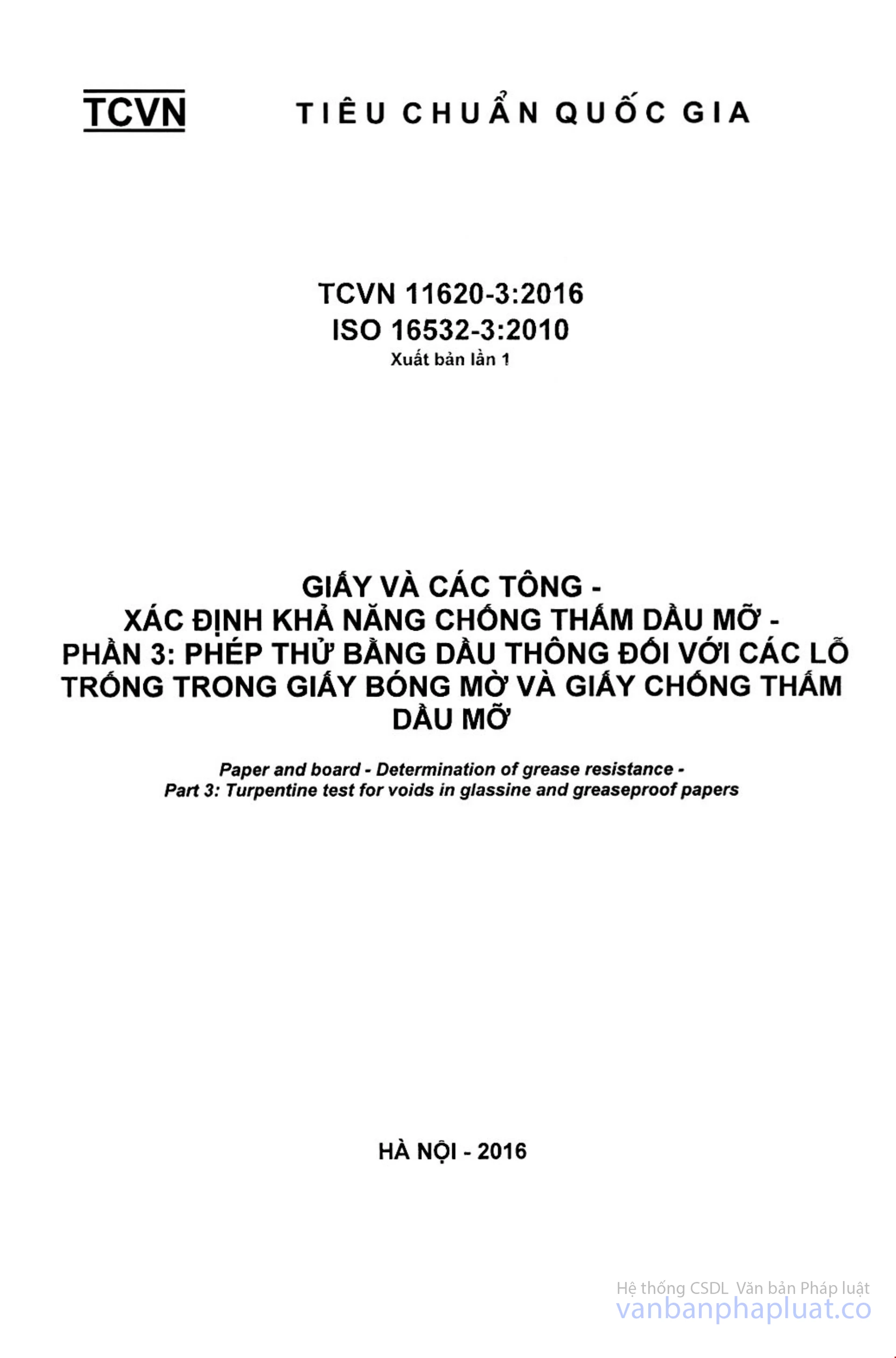 Tiêu chuẩn quốc gia TCVN 11620-3:2016 (ISO 16532-3:2010) về Giấy và các ...