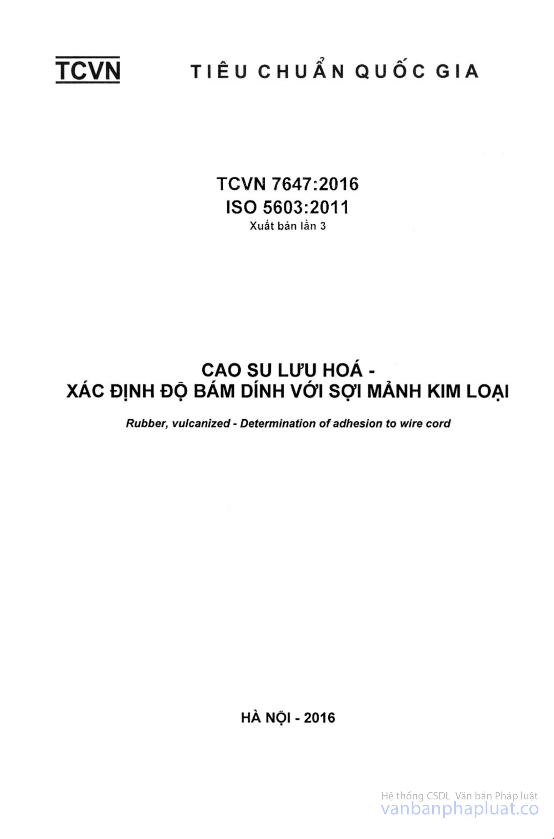 Tiêu chuẩn quốc gia TCVN 7647:2016 (ISO 5603:2011) về Cao su lưu hóa ...