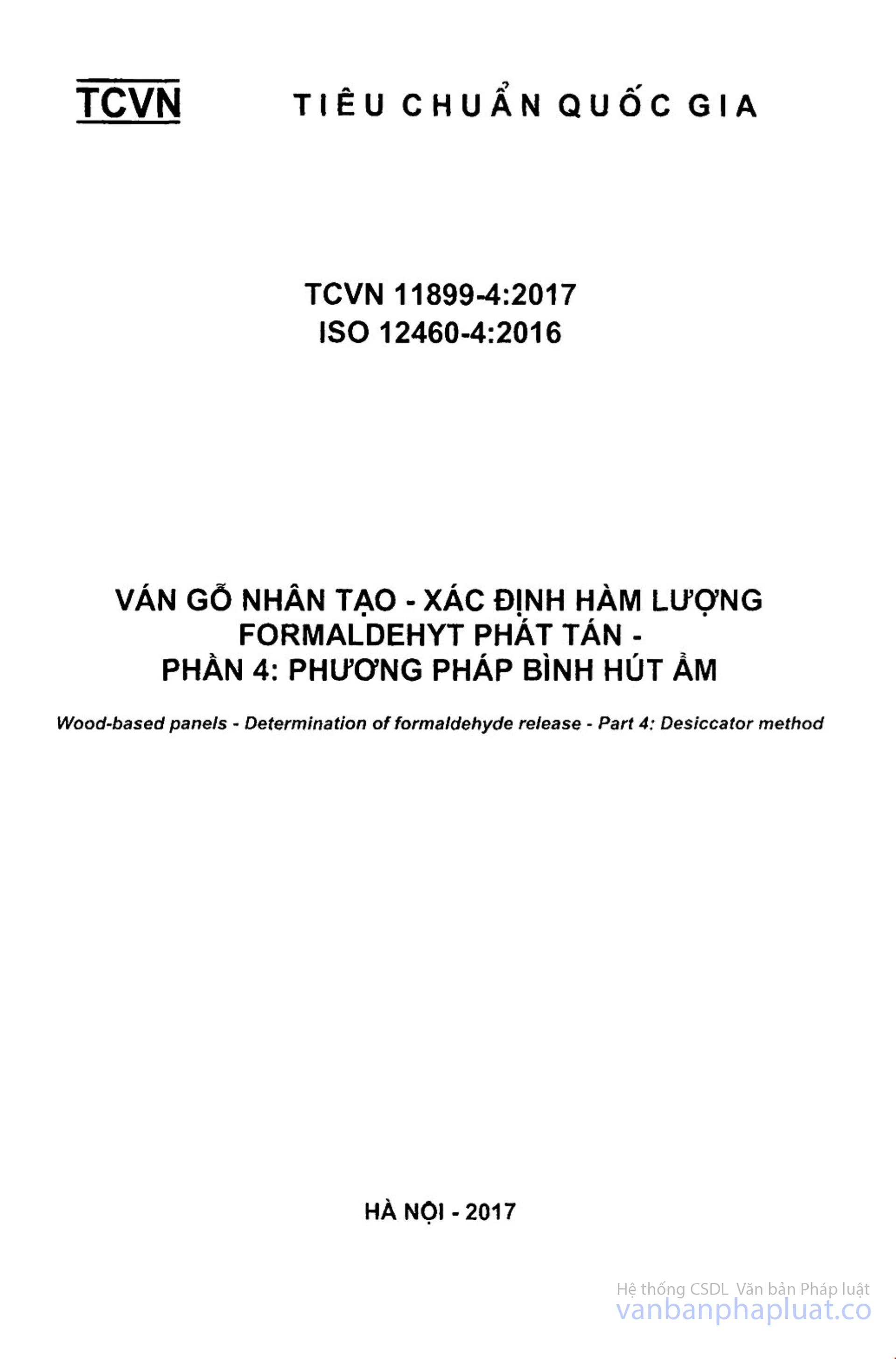 Tiêu chuẩn quốc gia TCVN 11899-4:2017 (ISO 12460-4:2016) về Ván gỗ nhân ...