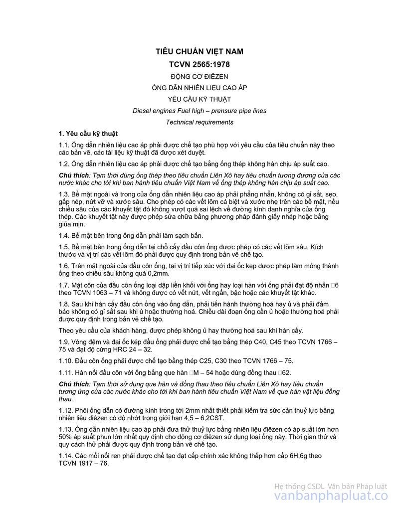 Tiêu chuẩn quốc gia TCVN 8212:2009 (ISO 2974 : 2005) về Động cơ điêzen ...