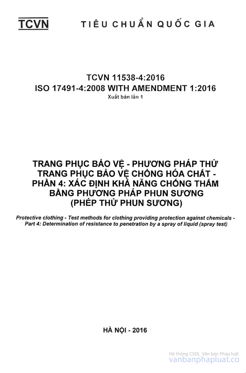 Tiêu chuẩn quốc gia TCVN 12366:2018 (ISO 11999-3:2015) về Phương tiện bảo vệ cá nhân cho người ...